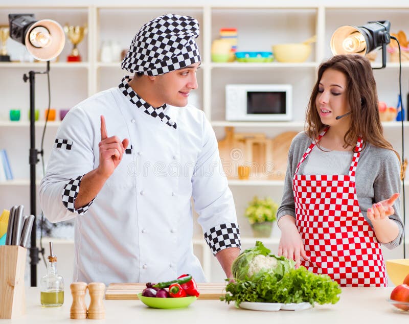 Food Cooking Tv Show in the Studio Stock Image - Image of broadcast ...
