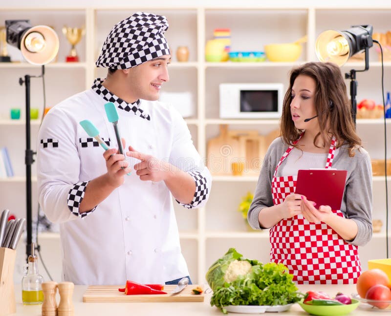 Food Cooking Tv Show in the Studio Stock Image - Image of kitchen ...