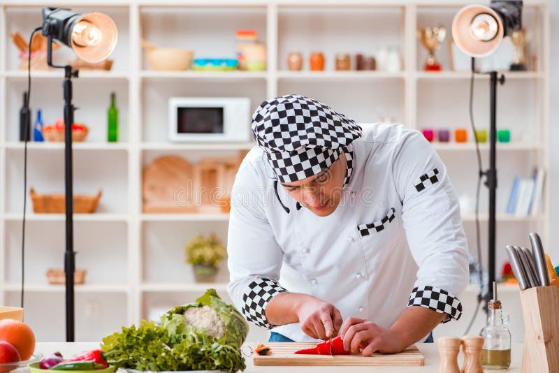 The Food Cooking Tv Show in the Studio Stock Photo - Image of lights ...