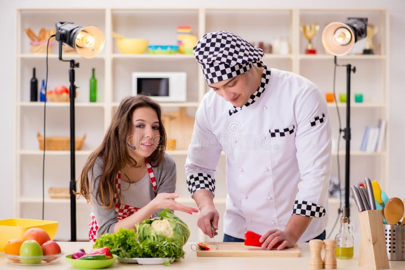 The Food Cooking Tv Show in the Studio Stock Image - Image of food ...