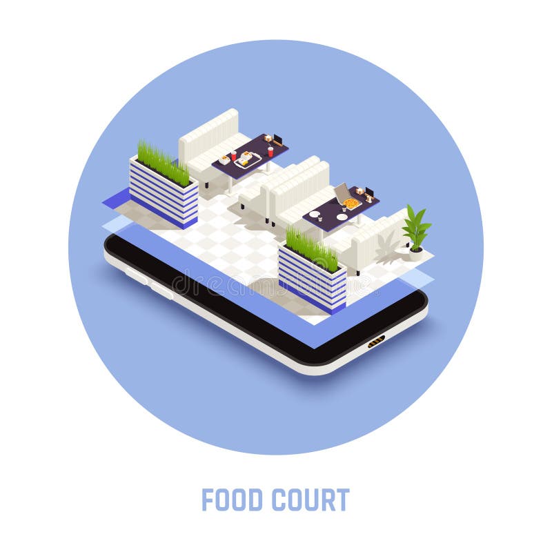 Food Court Colored Isometric Concept Stock Vector - Illustration of ...