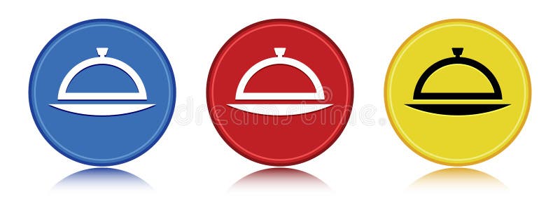Food Cover Icon Flat Round Button Set Illustration Stock Vector ...