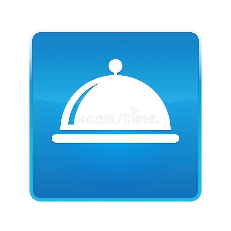 Food Cover Icon Shiny Blue Square Button Stock Illustration ...