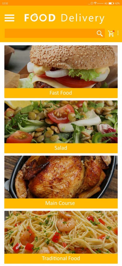 Food Delivery App. Display with Menu Stock Photo - Image of eating ...