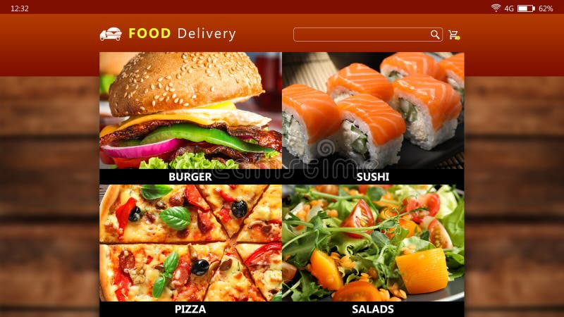 Food Delivery App. Display with Menu Stock Photo - Image of meal ...