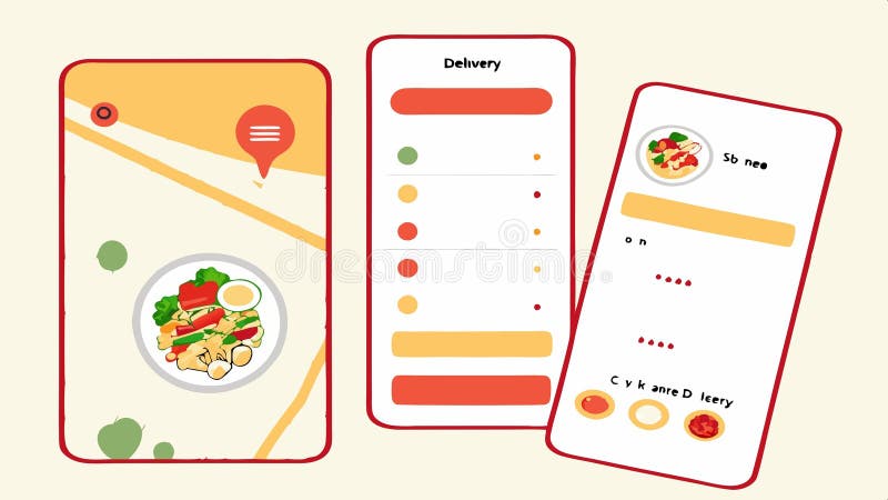 Food Delivery App Interface, Online Orders, Mobile Tech Service Vector ...