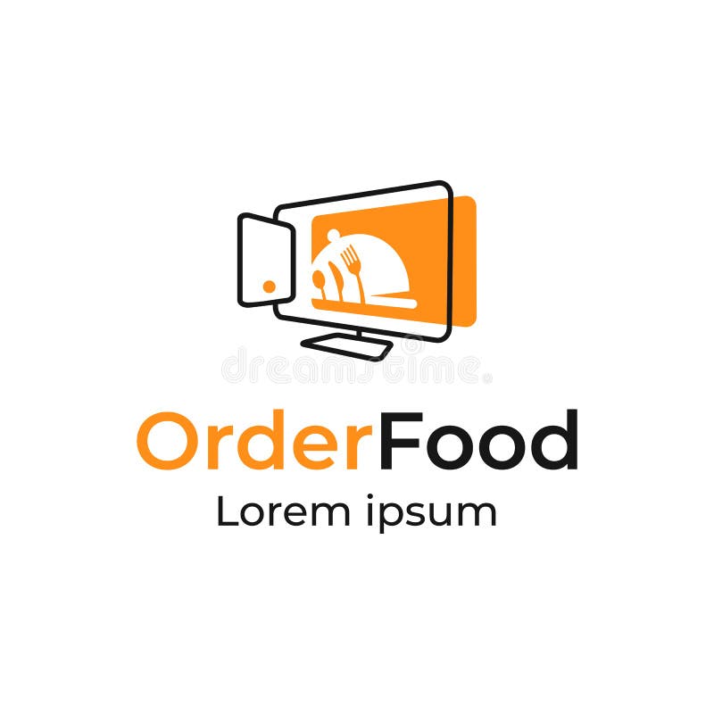 Order Food Logo Design. Smartphone and Computer Screen Vector ...