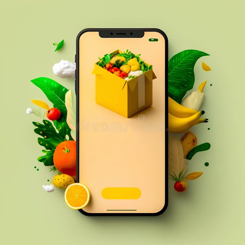 Food Delivery Application. Generative AI Stock Illustration ...