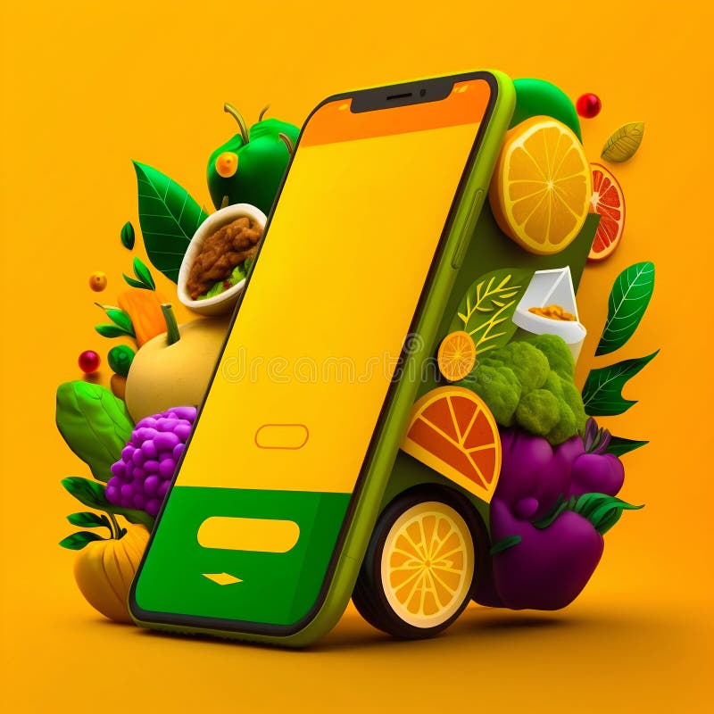 Food Delivery Application. Generative AI Stock Illustration ...