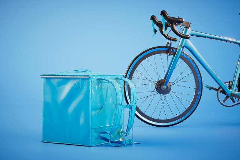 Food Delivery by Bicycle. a Bicycle and a Courier Bag for Food on a ...