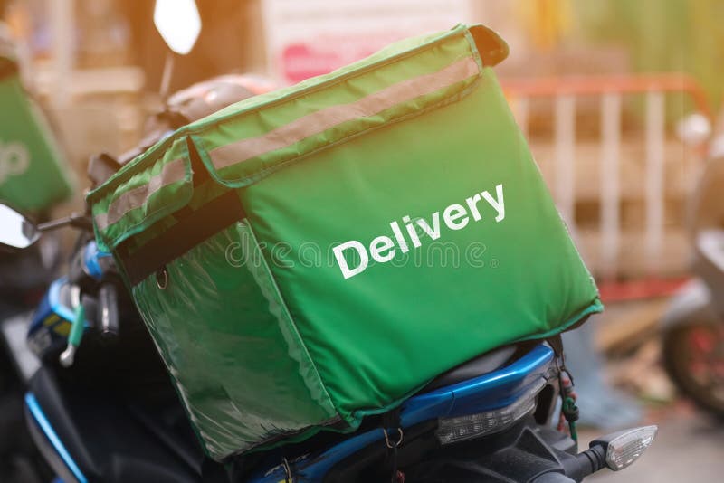 Food Delivery Box on Motorcycle, Food Delivery Service Stock ...
