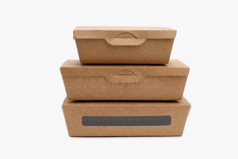 Food Delivery Cardboard Containers with a Lid on a White Background ...