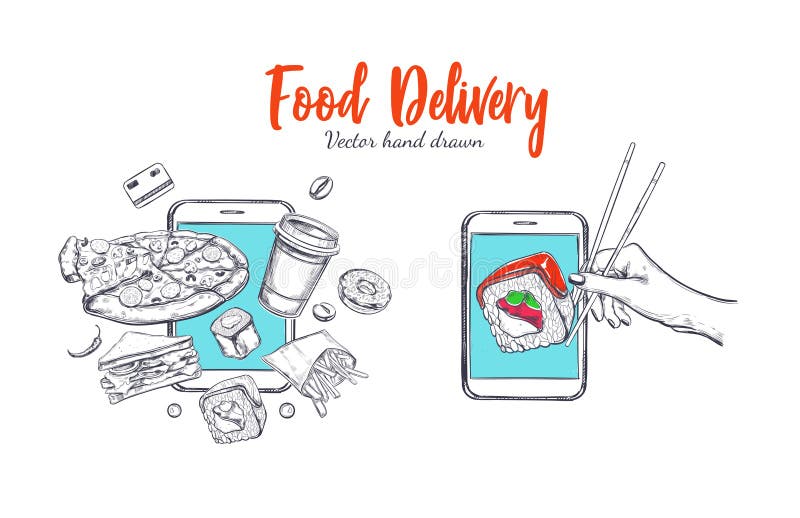 Food Delivery Concept Banner. Stock Vector - Illustration of credit ... Food Delivery Concept Banner. Stock Vector - Illustration of credit ...