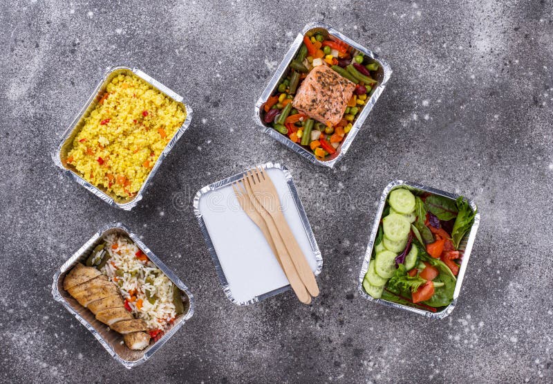 Food Delivery Concept. Lunch in Container Stock Image - Image of ...