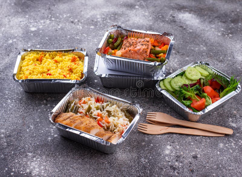 Food Delivery Concept. Lunch in Container Stock Photo - Image of ...