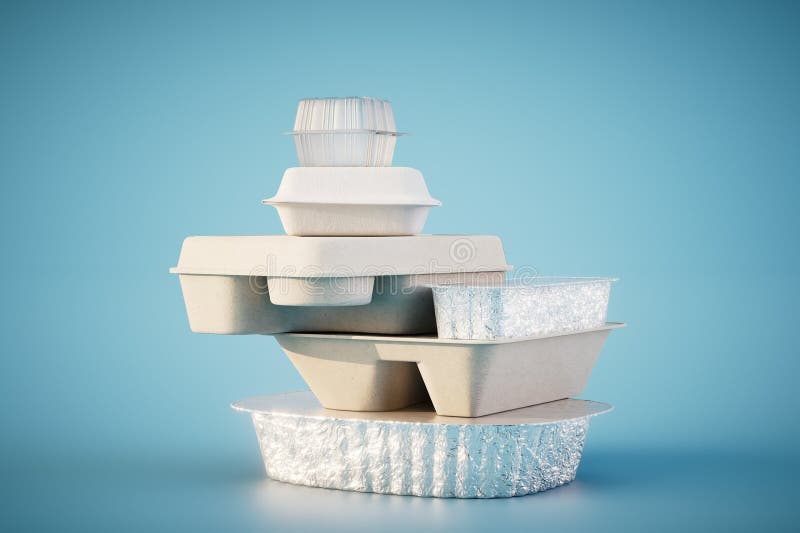 Food Delivery Containers of Different Sizes. 3D Render Stock Image ...