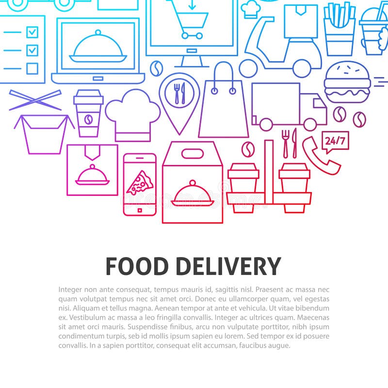 Food Delivery Line Concept stock vector. Illustration of line - 180412735