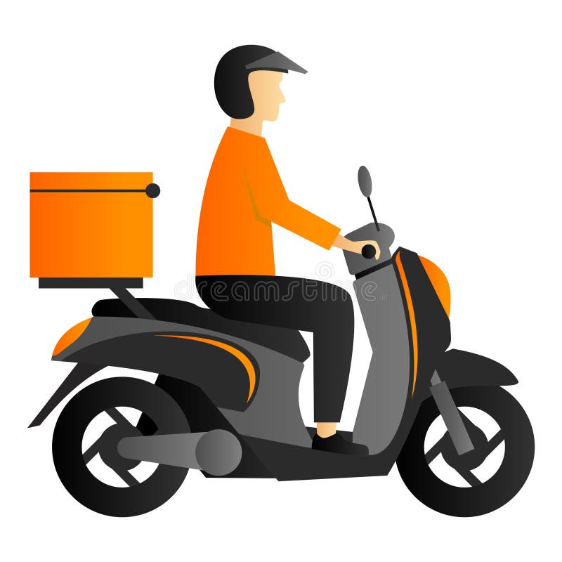 Food Delivery Man Riding Scooter Stock Vector - Illustration of order ...