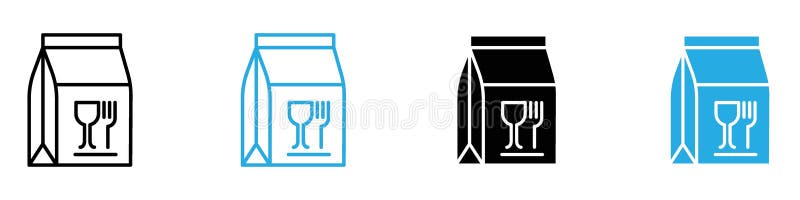 Food Delivery Paper Bag Icon Vector Set Collection for Web Stock Vector ...