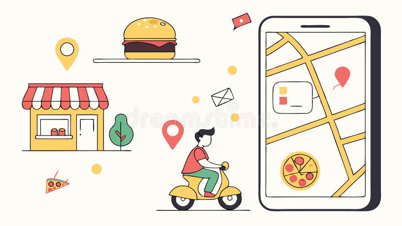 Food Delivery Scooter and Map Interface for Online Food Order Tracking ...