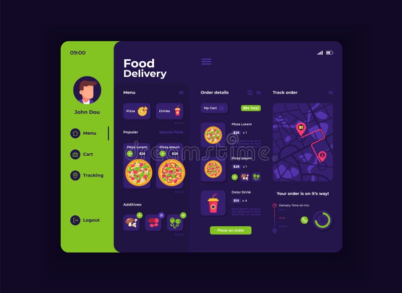 Food Delivery Tablet Interface Vector Template Stock Vector ...