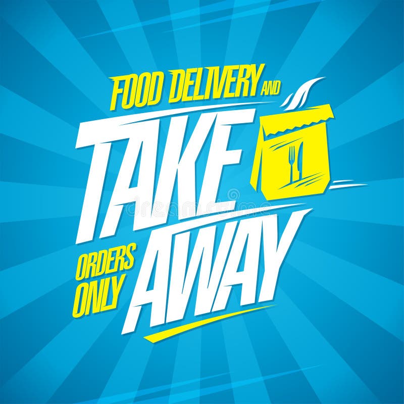Food Delivery and Take Away Food Banner of Sign Template Stock Vector ...