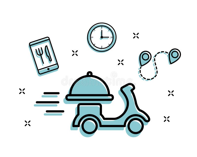 Food Delivery and Take Away Food Icon. Stock Vector - Illustration of ...