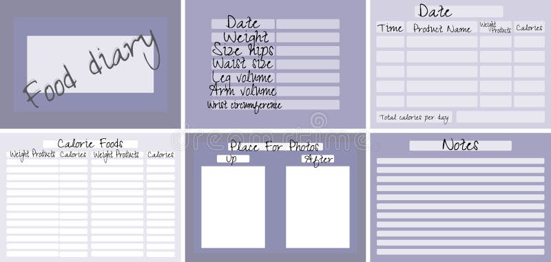 Food Diary Template in Delicate Colors Stock Vector - Illustration of ...