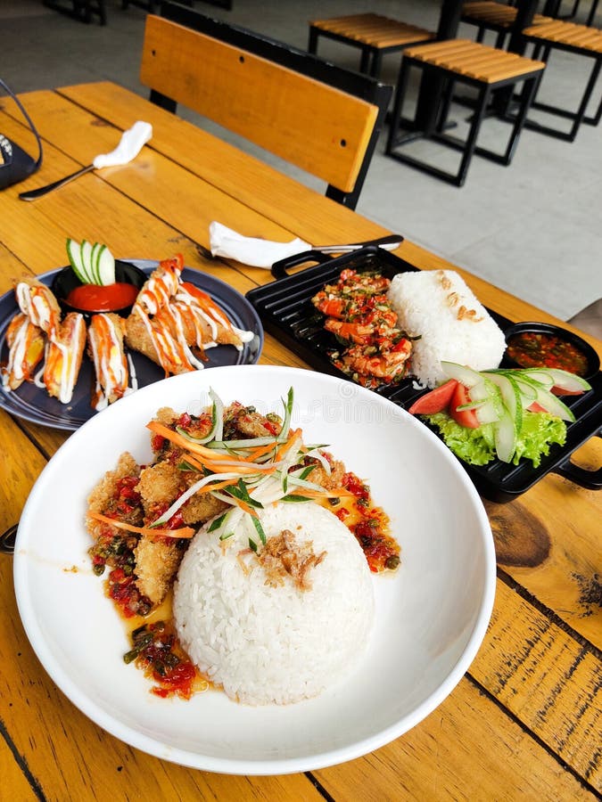 Food on the Dining Table, with a Variety of Side Dishes Stock Image ...