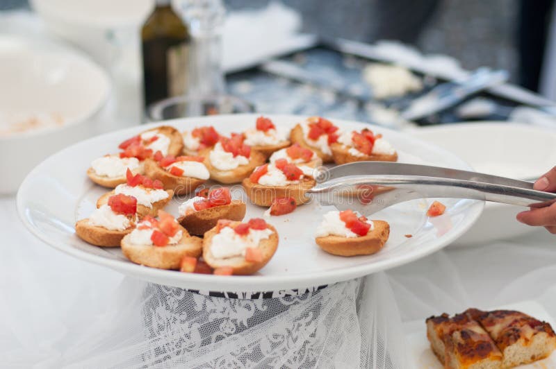 Food on a Dish Served during a Buffet Party Stock Image - Image of ...