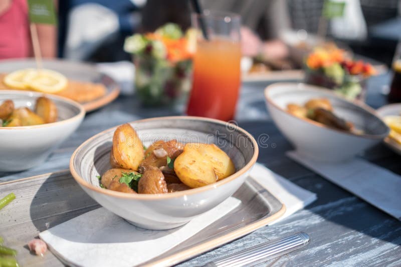 Food Dishes on a Restaurant Table Stock Image - Image of diet, dish ...