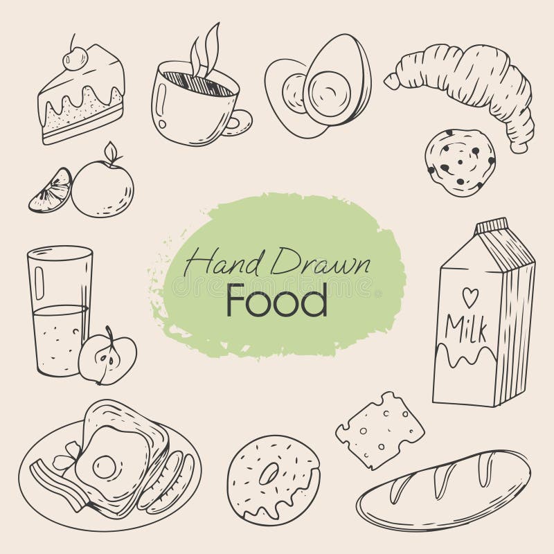 Food Doodle Collection in Creative and Vector Food Stock Vector ...