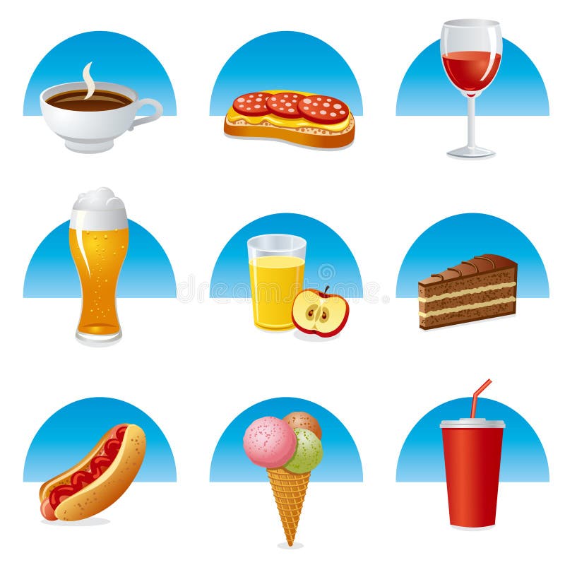 Food and drink icon set stock illustration. Illustration of lunch ...