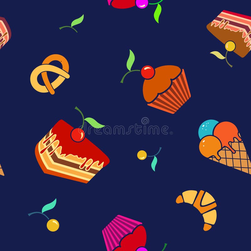 Food and Drink Seamless Vector Pattern Stock Vector - Illustration of ...