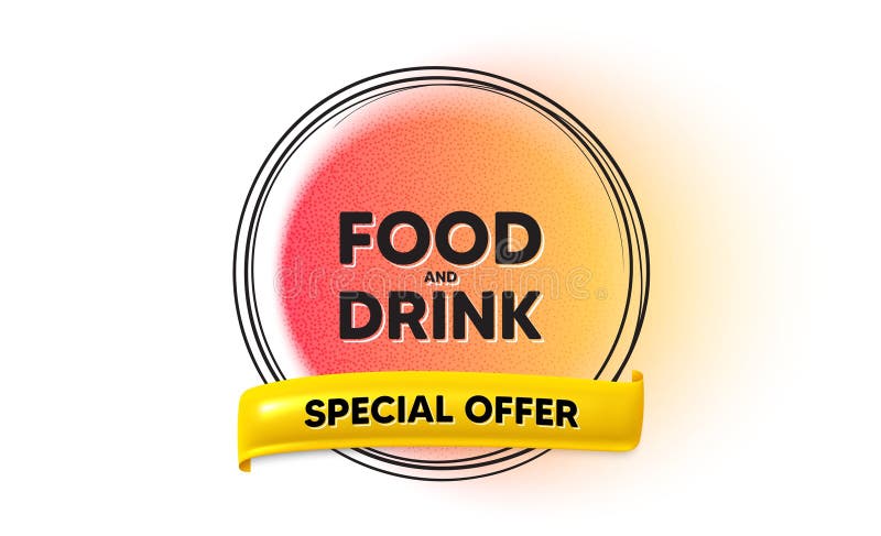 Food and Drink Tag. Kitchen Food Offer. Hand Drawn Round Frame Gradient ...