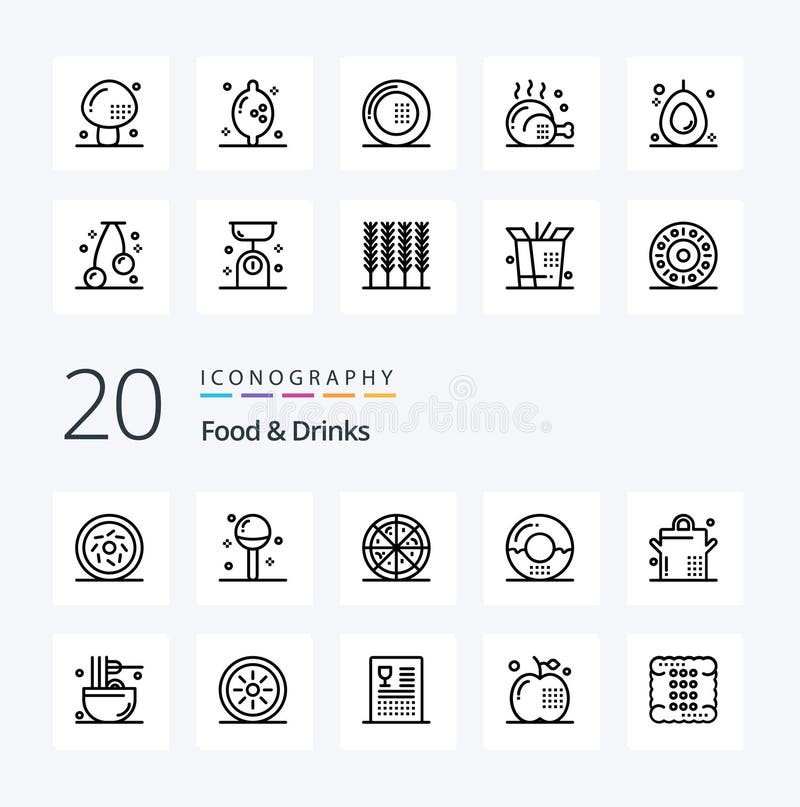 20 Food Drinks Line Icon Pack Like Cooking Food Fast Food Meal Drinks ...
