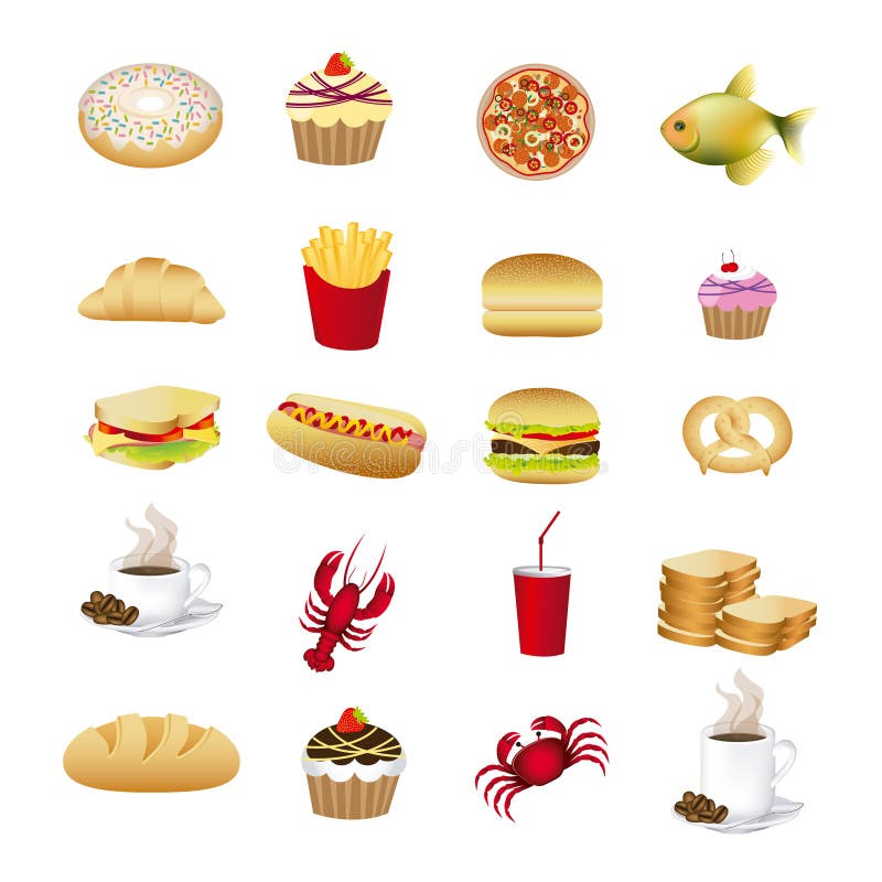 Big Number of Foods from Various Categories. Stock Vector ...