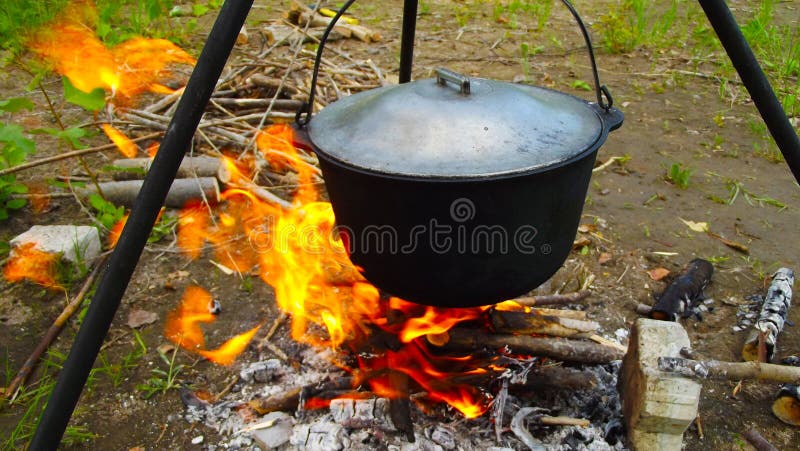 Food on fire. stock photo. Image of smoke, food, cook - 121054304