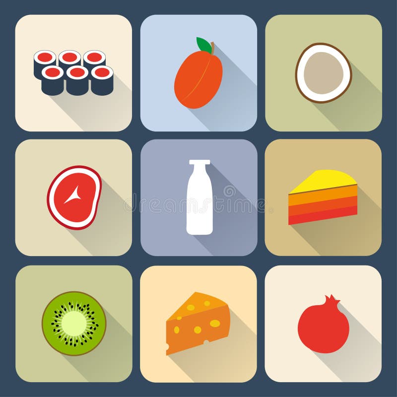 Food flat icons stock vector. Illustration of creative - 40714219