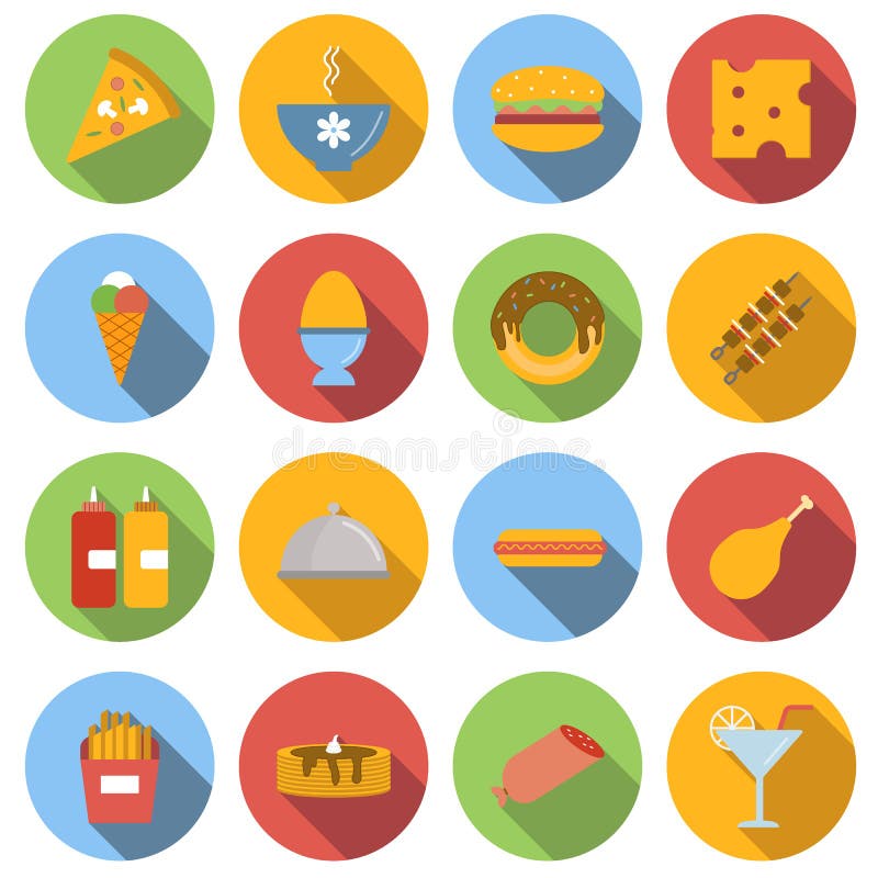 Food flat icons stock illustration. Illustration of cake - 125209778
