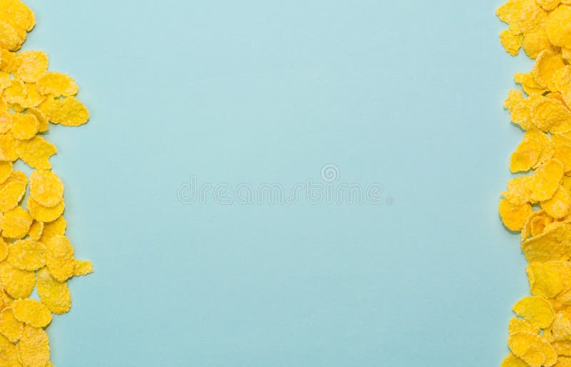 Food Flatlay. Corn Flakes on a Blue Background Stock Photo - Image of ...