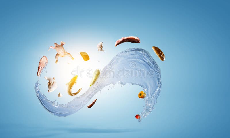 Food flying in the air stock photo. Image of water, cuisine - 221773950