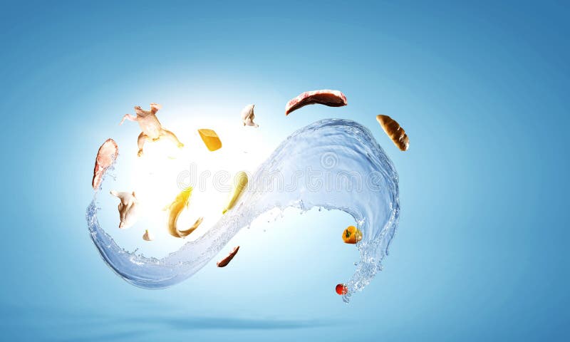 Food flying in the air stock illustration. Illustration of ingredient ...