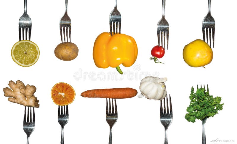 Food on Fork Above and Below Panorama Stock Image - Image of macro ...