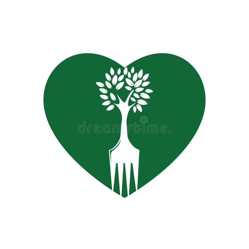 Fork Tree with Heart Shape Vector Logo Design. Restaurant and Farming ...