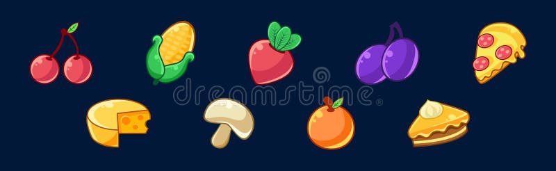 Food Game Interface Icon and Element Vector Set Stock Vector ...