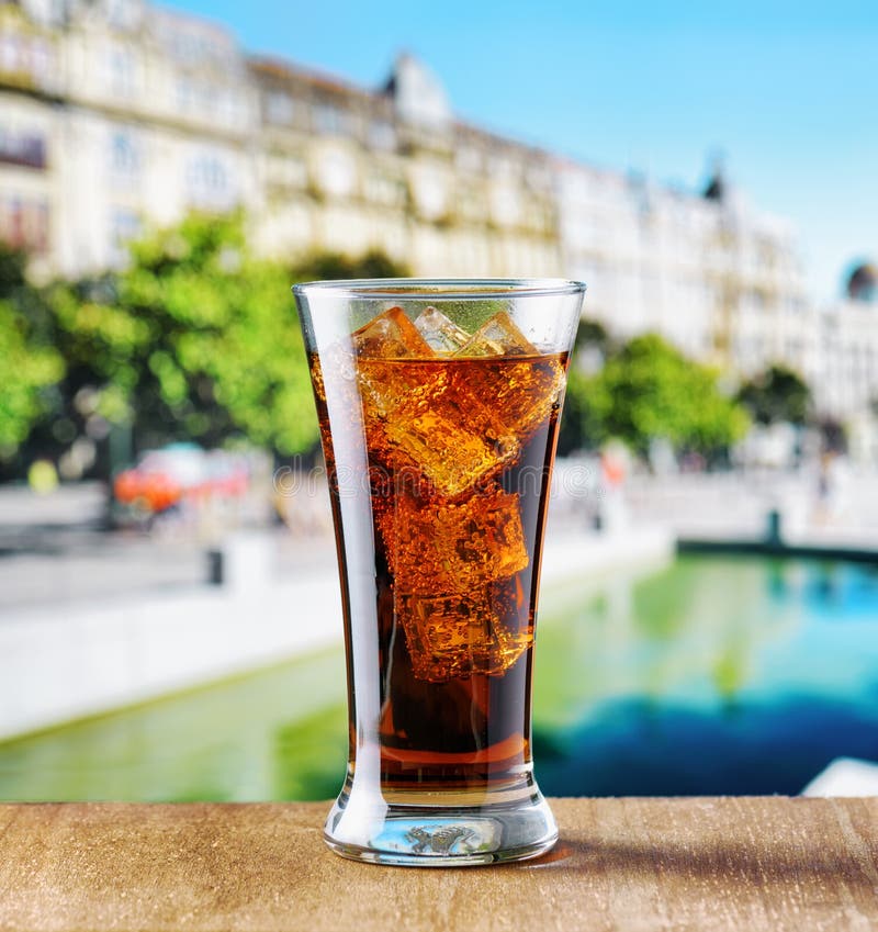 Glass of Cola with Ice on a Table in Cafe Stock Image - Image of drink ...