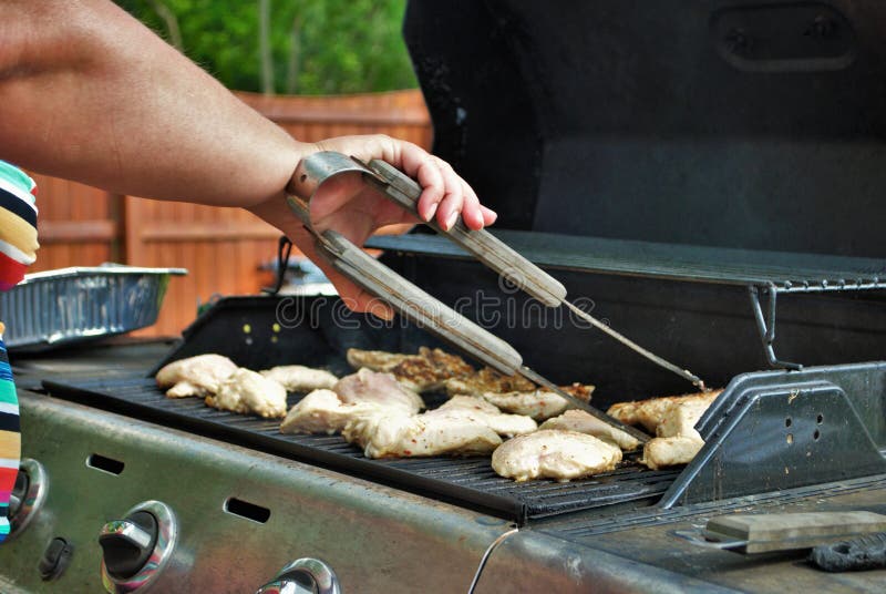 Food on the Grill at a Backyard Cookout Stock Image - Image of barbeque ...