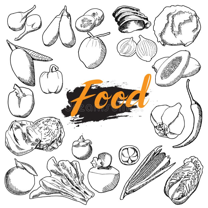 Food hand draw set stock vector. Illustration of dinner - 85065463