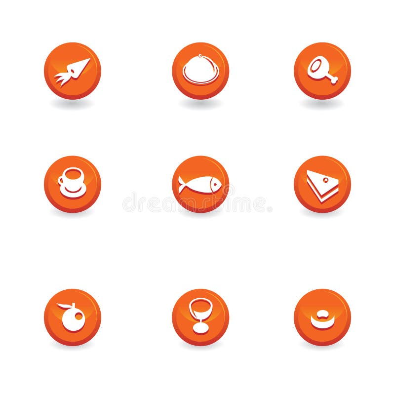 Food Icon Buttons Glossy Set Stock Vector - Illustration of fork ...